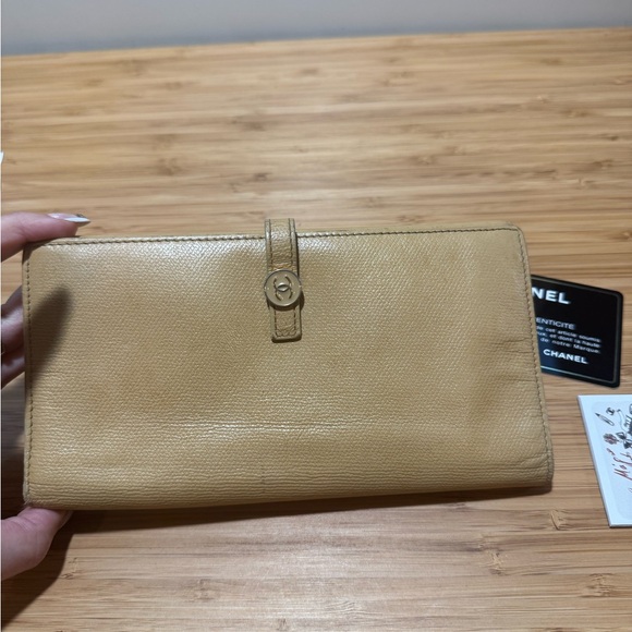 CHANEL | Bags | Chanel Coco Button Leather Flap Long Bifold Wallet ...